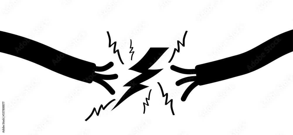 Voltage, short circuit pictogram Cartoon electric plug. socket ...