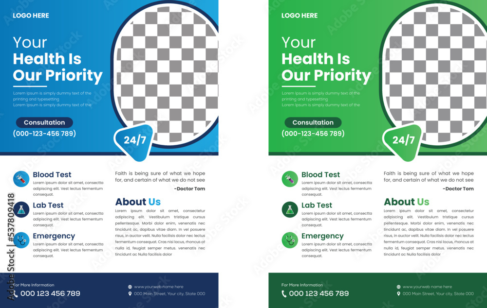 Poster Medical flyer design template, a4 page vector files, modern ...