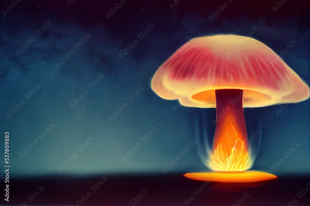 Explosion fire mushroom. Mushroom cloud fireball from an explosion at ...