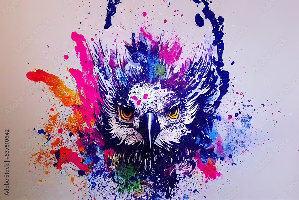 Illustration of colorful eagle bird in paint splashes. Majestic ...