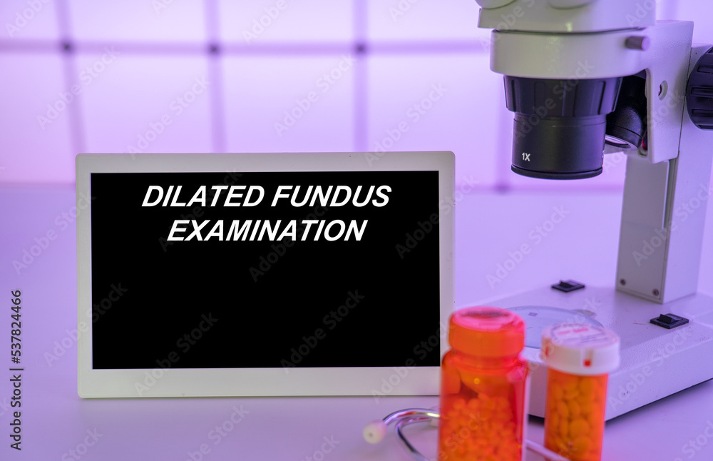 Medical tests and diagnostic procedures concept. Text on display in lab ...