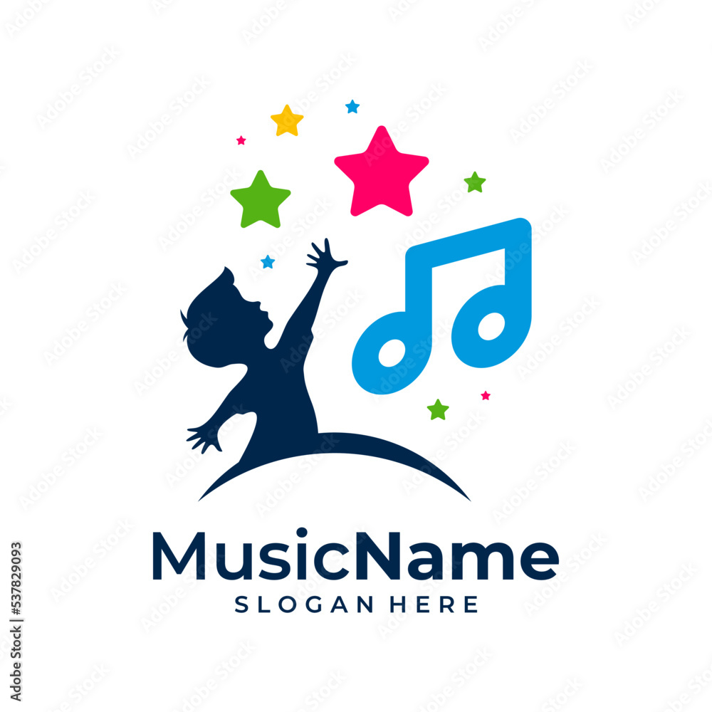 Music Kids Logo Vector Icon Illustration. Child Music logo design ...