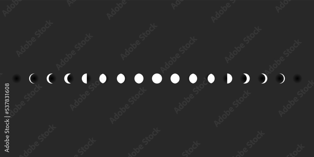 Photo & Art Print Moon phases sphere shadow cycle astronomy icon set ...