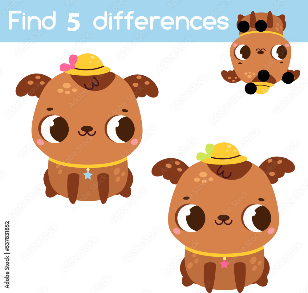 Find the differences educational children game. Kids activity with ...