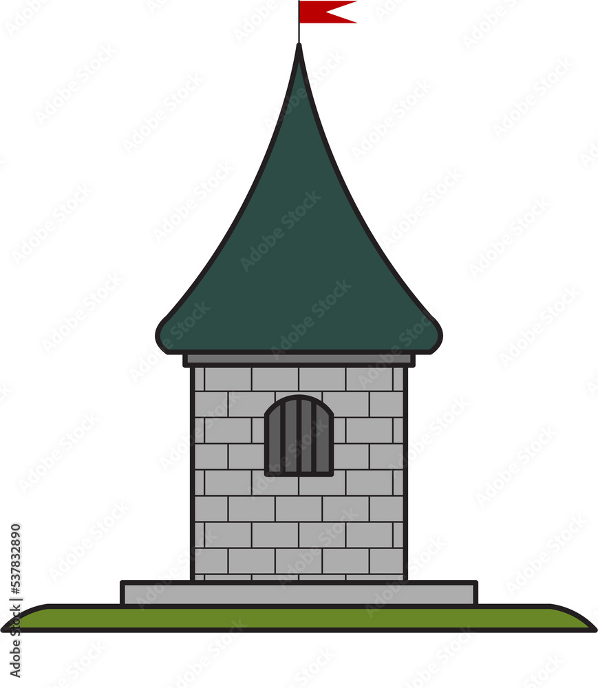 Medieval cobblestone castle with a flag PNG transparent background ...