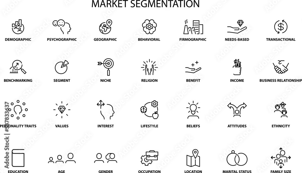 Market segmentation , vector icons set Stock Vector | Adobe Stock