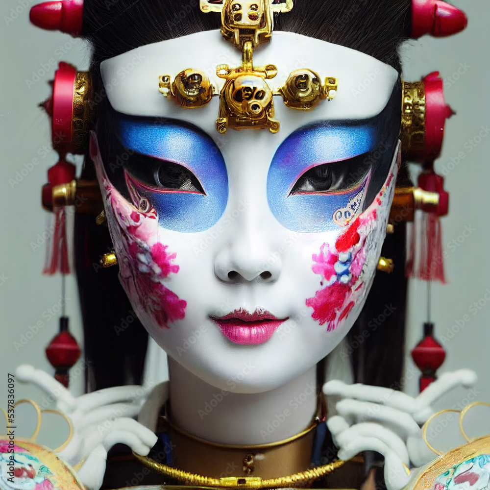 close-up portrait of a porcelain beautiful perfect robot woman ...