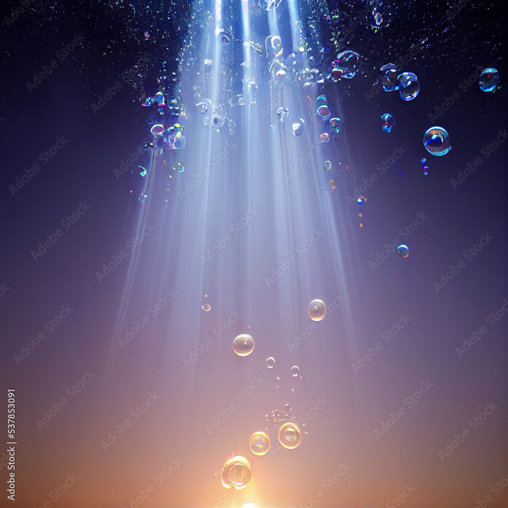 3D rendering of bubbles in front of a purple elegant background, post ...