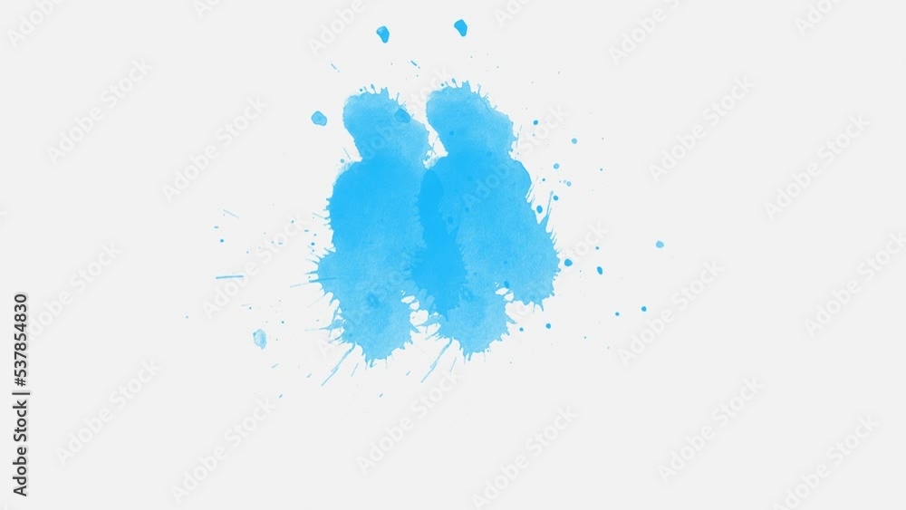 Blue ink drops splatter spilling transition. ink slow motion transition ...