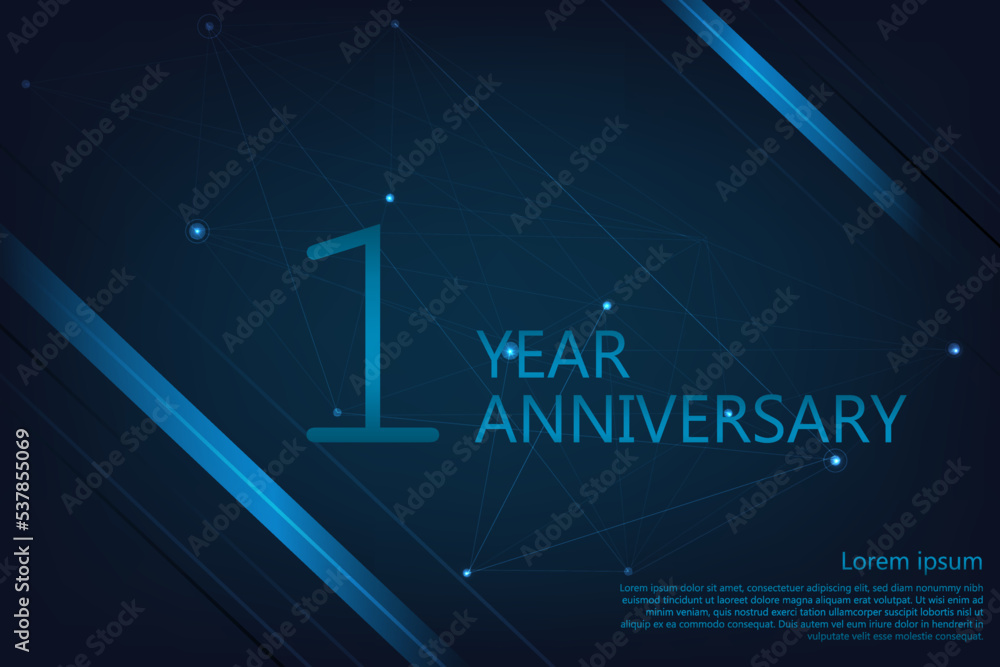 1 Year Anniversary. Geometric Anniversary greeting banner. Poster ...