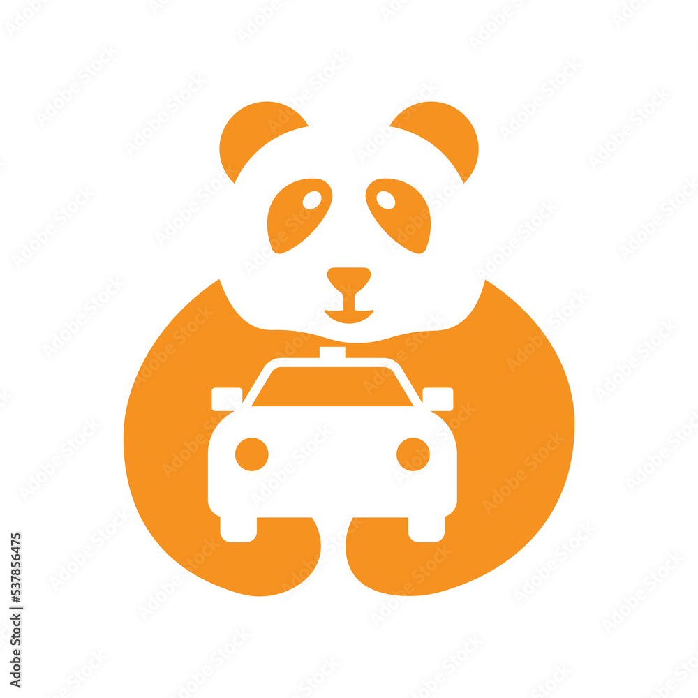 Vecteur Stock Panda Car Logo Negative Space Concept Vector Template ...