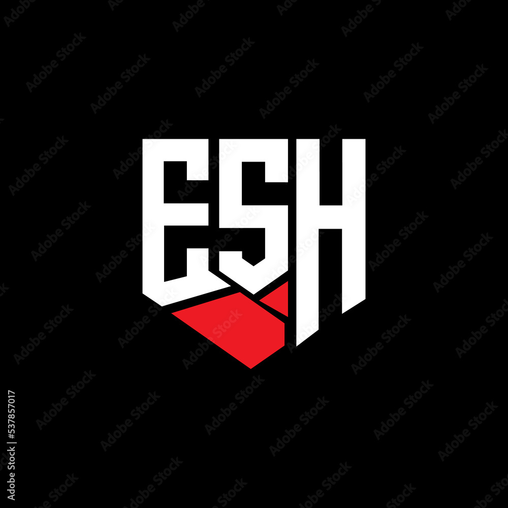 ESH letter luxury logo design on black background. ESH creative ...