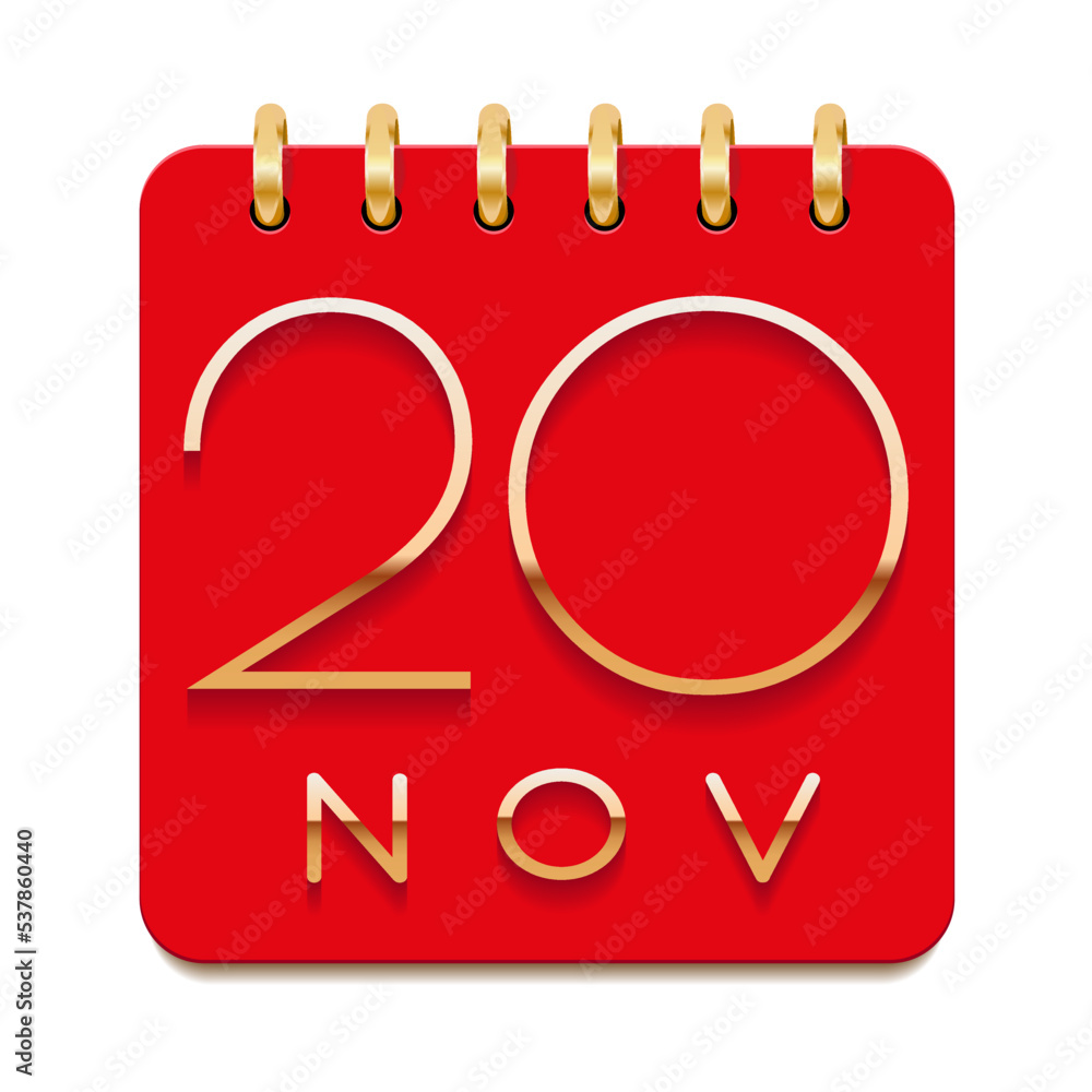 20 day of the month. November. Luxury calendar daily icon. Date day ...