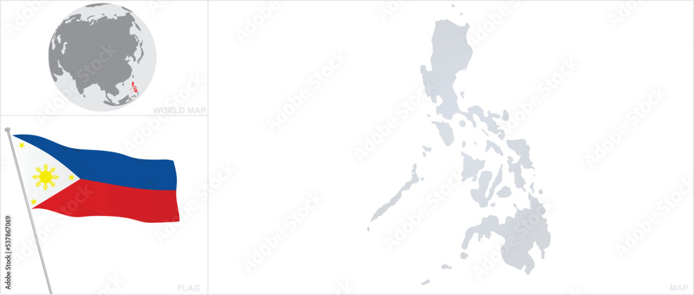 Philippine map and flag. vector Stock Vector | Adobe Stock