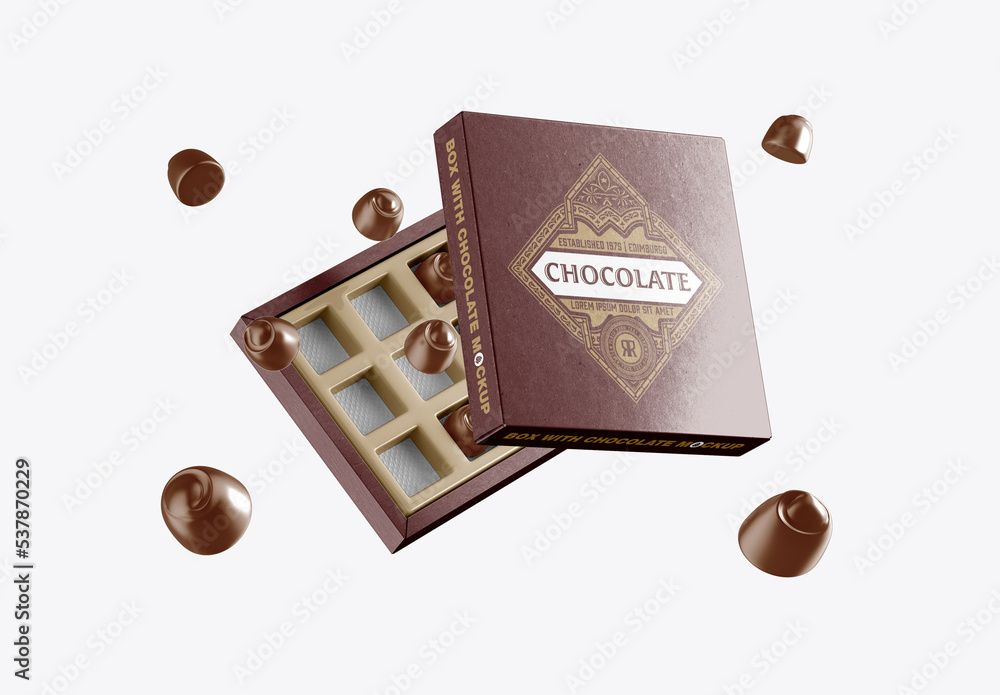 Box Of Chocolates Mockup Stock Template | Adobe Stock