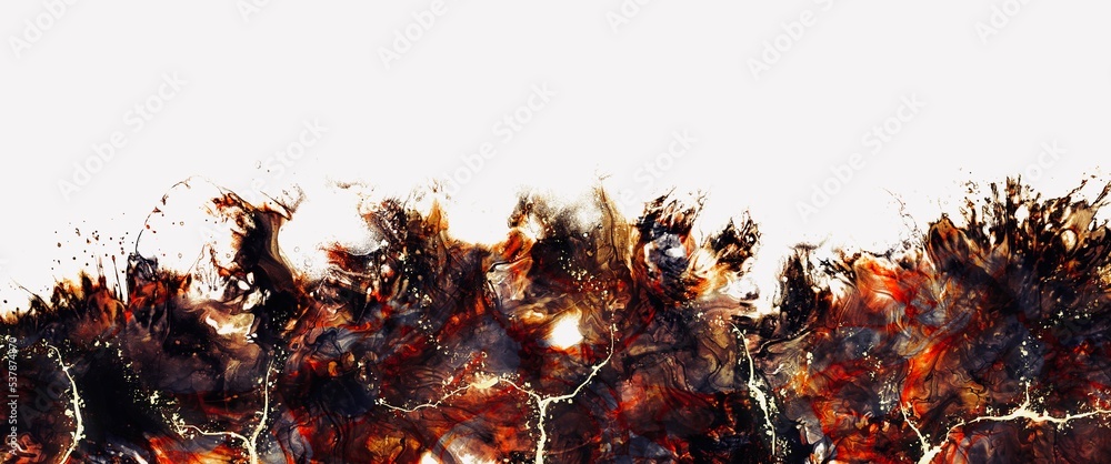 Abstract dark flames alcohol ink background, coloured liquified texture ...