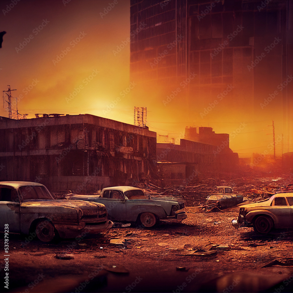 The world after the atomic bomb, nuclear war, post-apocalyptic city ...