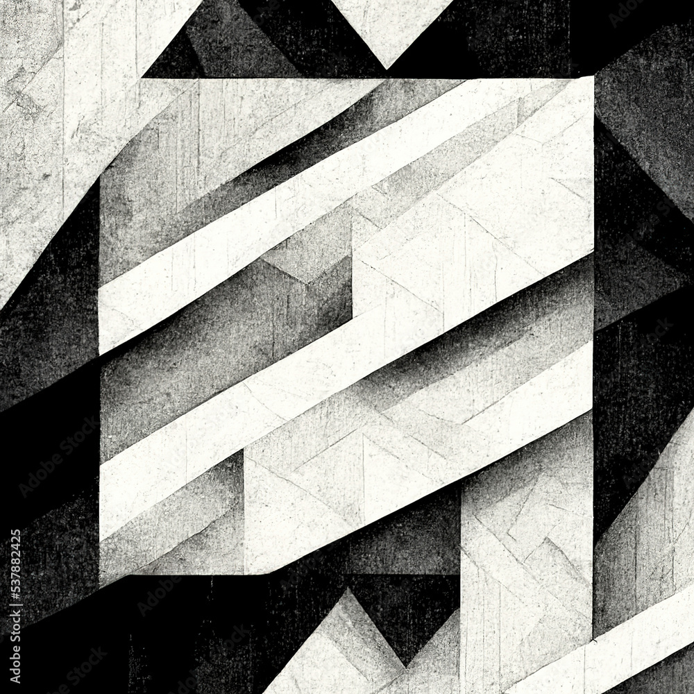 Modern abstract dynamic shapes black and white background with grainy ...