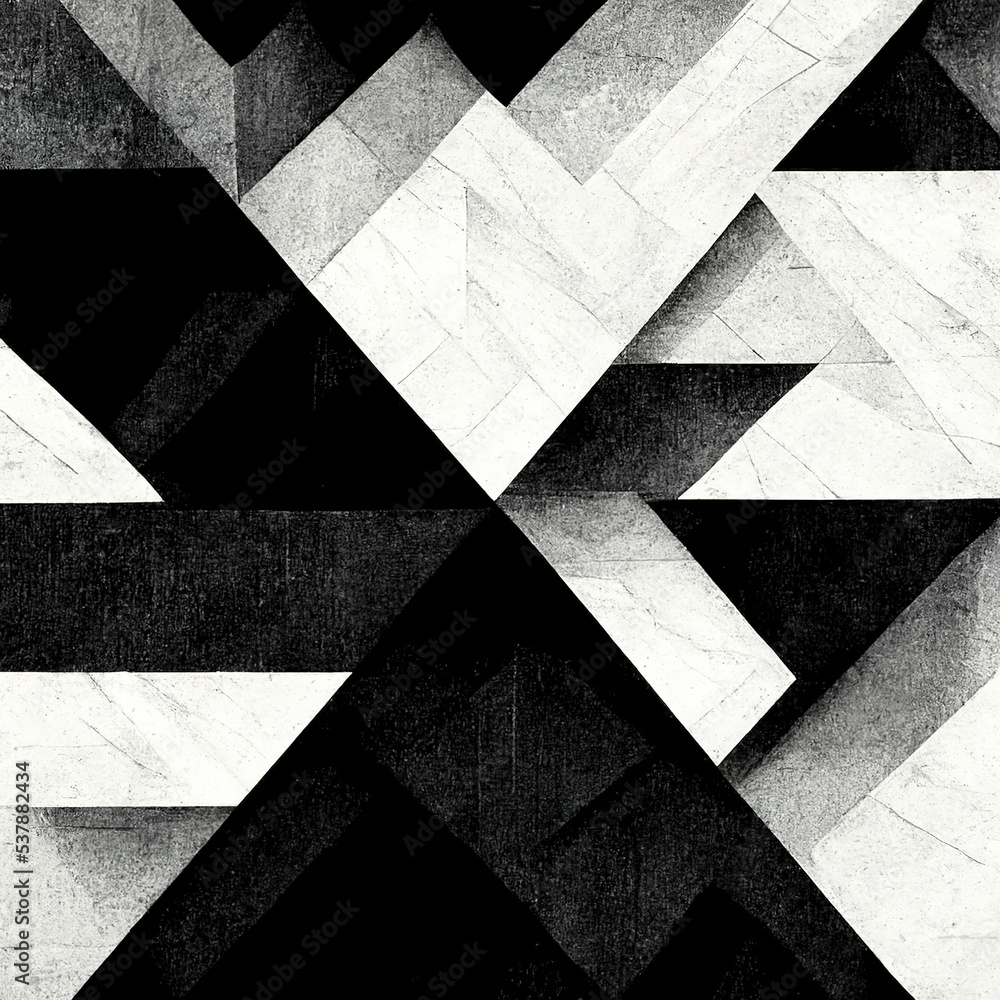 Modern abstract dynamic shapes black and white background with grainy ...