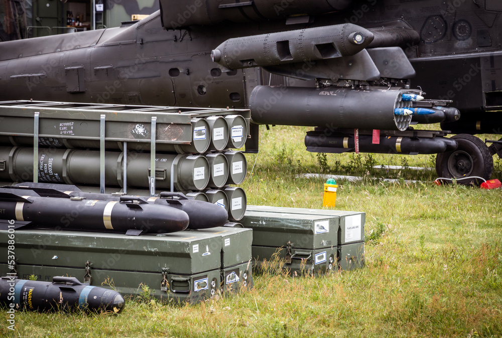 Military army attack helicopter missiles armament weaponry Stock Photo ...