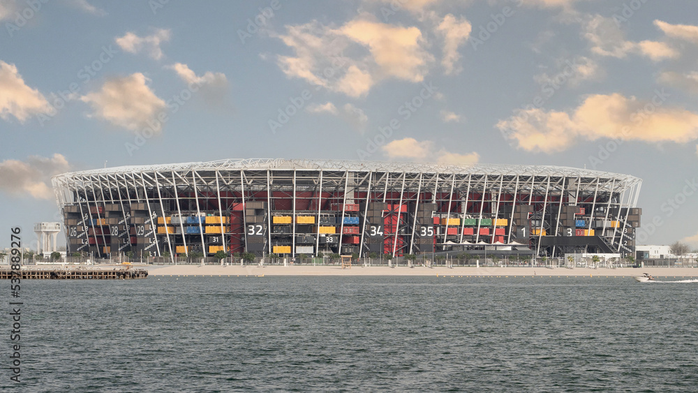 974 stadium from sea.stadium build with containers. Stock Photo | Adobe ... 974 stadium from sea.stadium build with containers. Stock Photo | Adobe ...