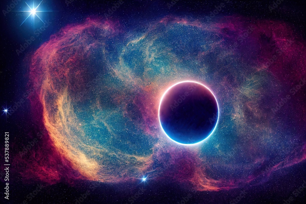 space background with nebula and stars, equirectangular projection ...