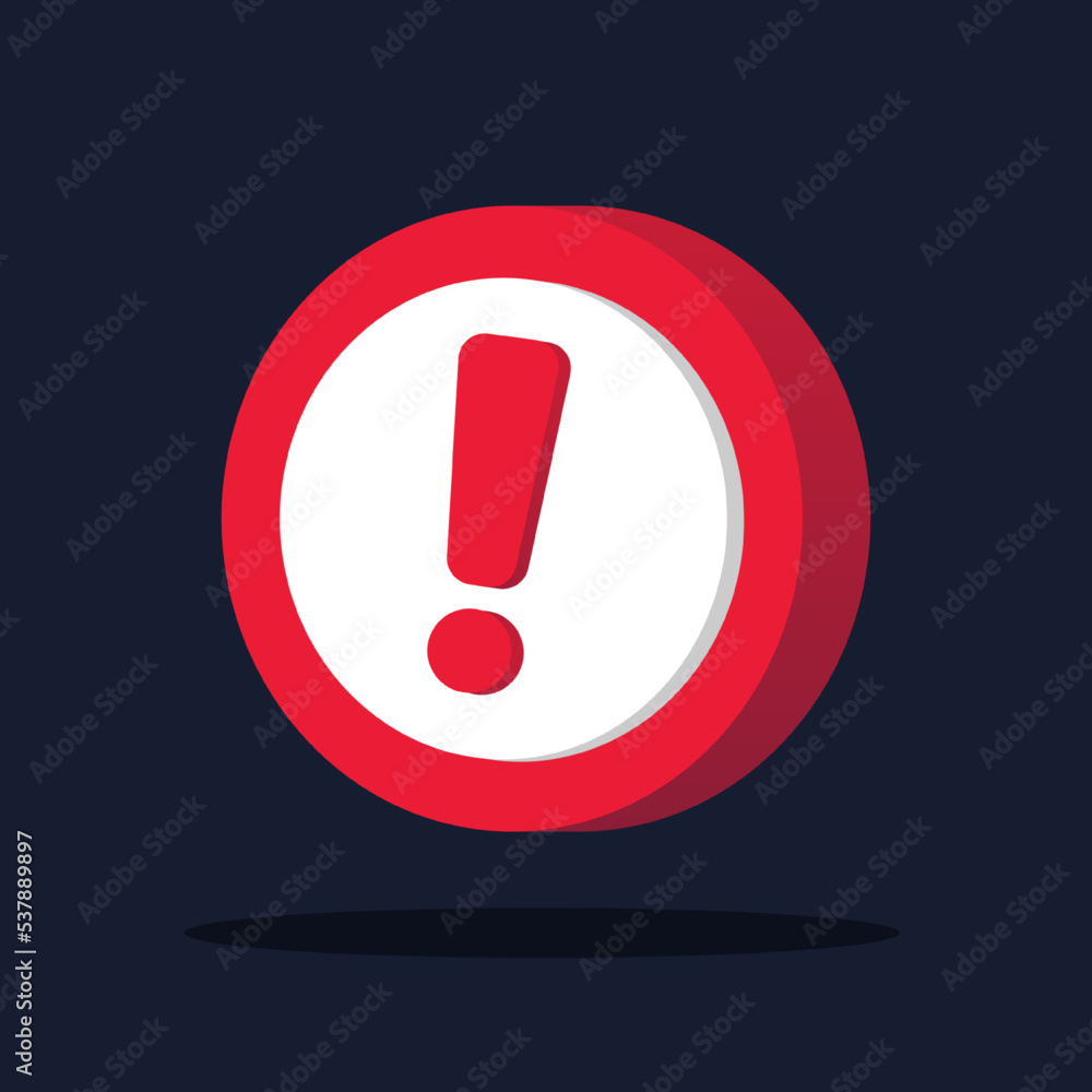 Vecteur Stock 3D red circle warning sign with an exclamation. Symbol of ...