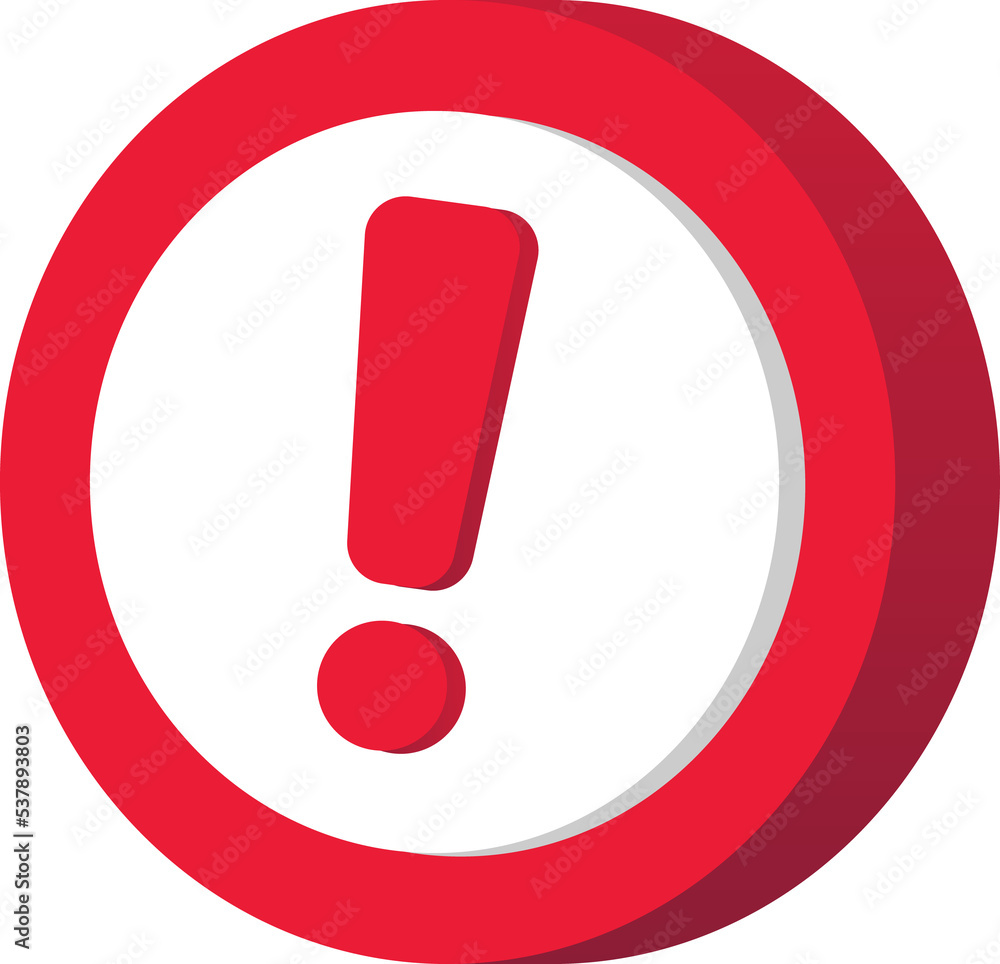 3D red circle warning sign with an exclamation. Symbol of caution ...