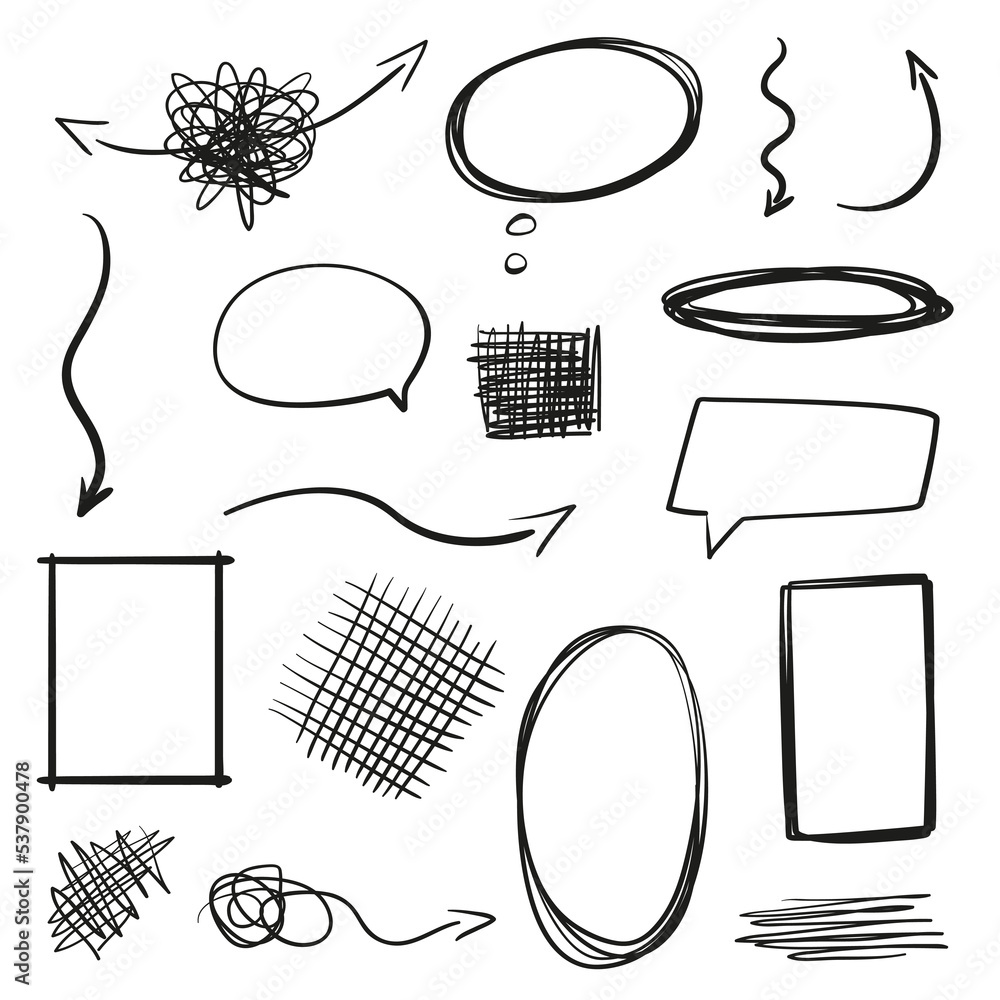 Infographic elements on isolation background. Hand drawn frames and ...