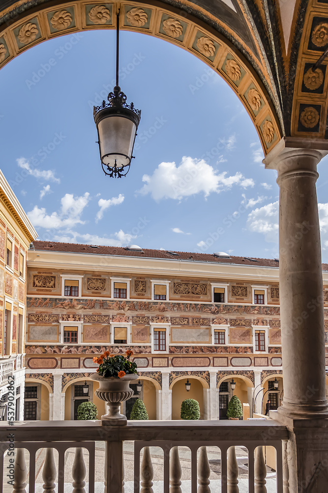 Courtyard of the Prince's Palace of Monaco, official residence of ...