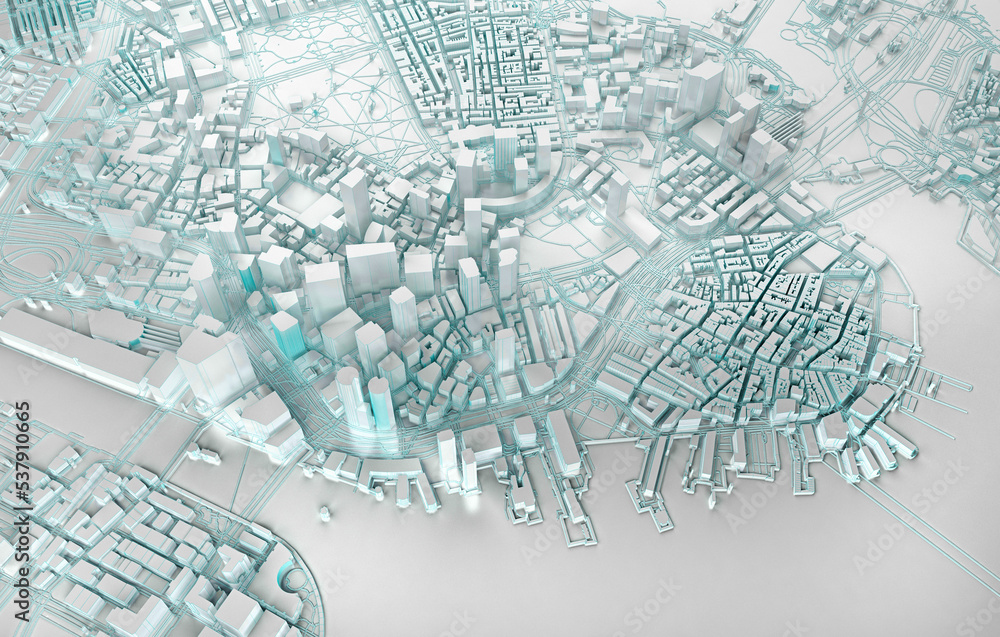 simplified map of the city of Houston aerial view Stock Illustration ...