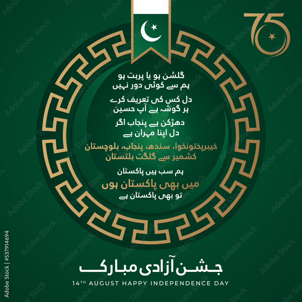 vector illustration. Translate: Pakistan ki azadi Mubarak urdu ...
