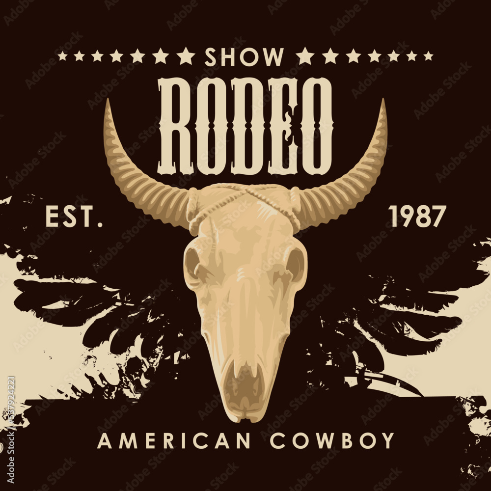 Vektorová grafika „Banner for Cowboy Rodeo show in retro style. Vector ...