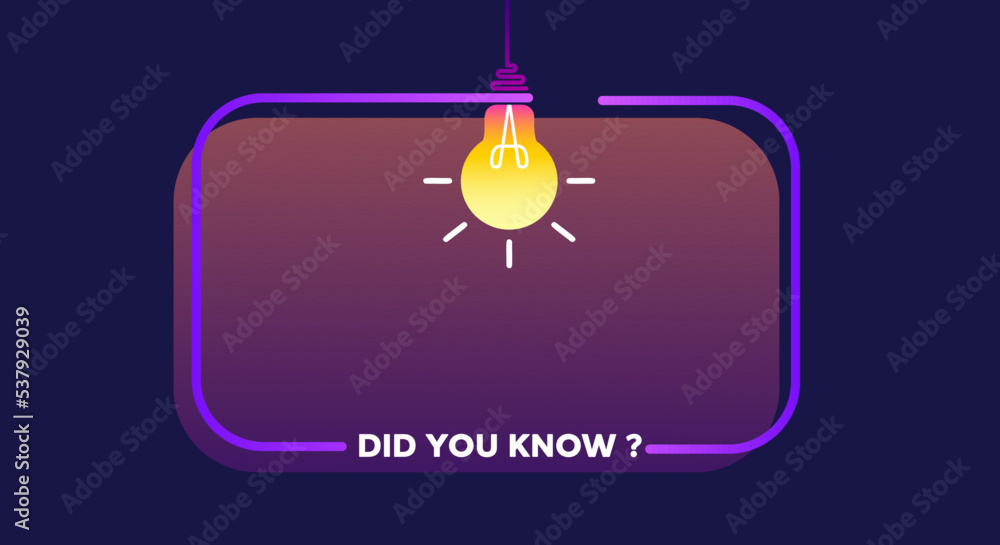 Did You Know label design with light bulb and rays. Logo design Stock ...