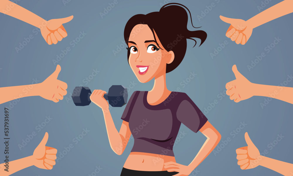 Fitness Sportive Woman Receiving Appreciation Vector Cartoon ...