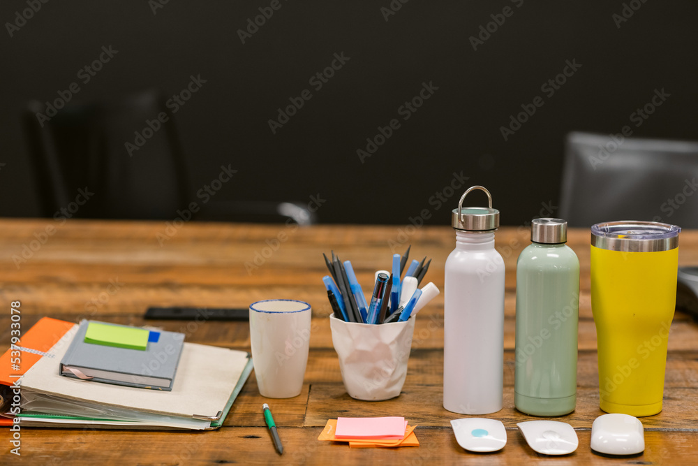 Office supplies on desktop Stock Photo | Adobe Stock