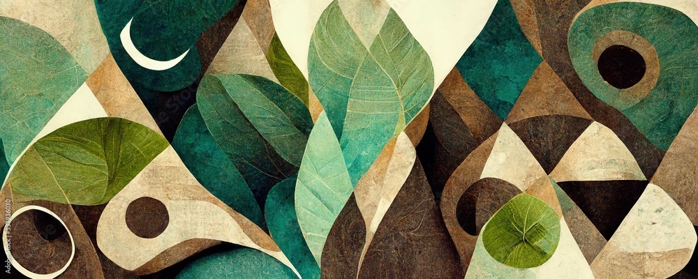 Green abstract artwork wallpaper with leaves Stock Illustration | Adobe ...