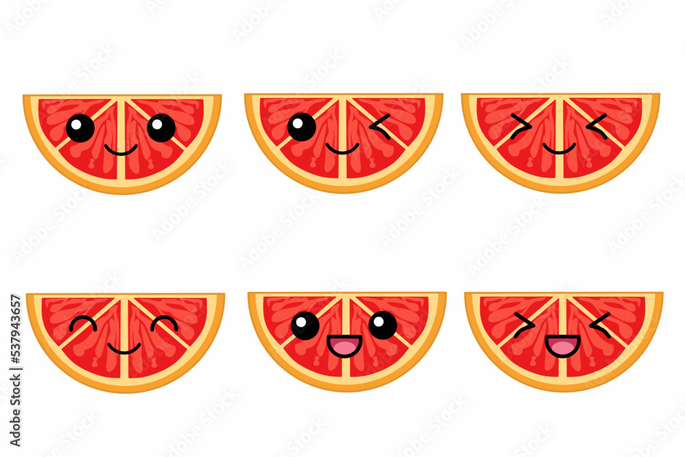 Vector illustration of cute grapefruit cartoon character isolated on ...