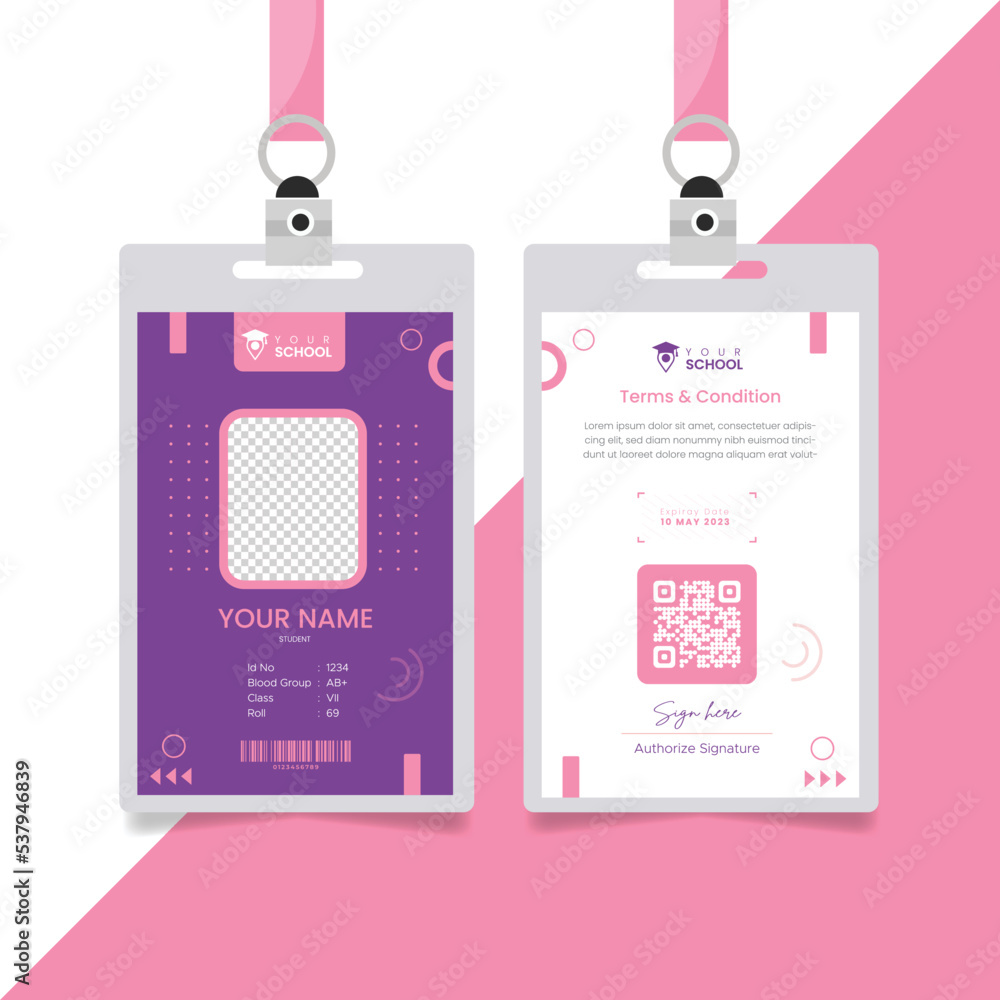 Student id card. University, school, college identity card Vector ...