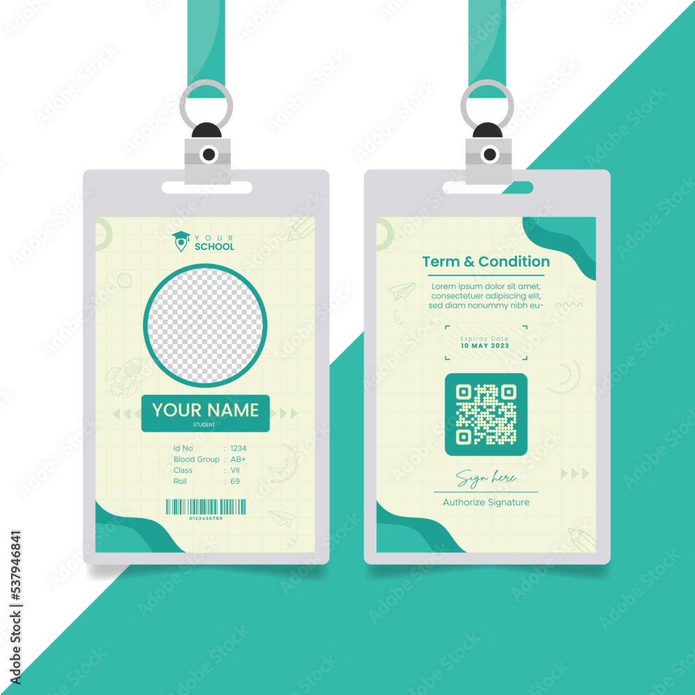 Student id card. University, school, college identity card Vector ...