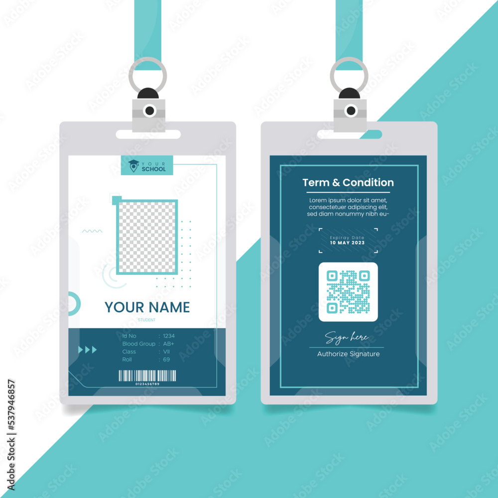 Student id card. University, school, college identity card Vector ...