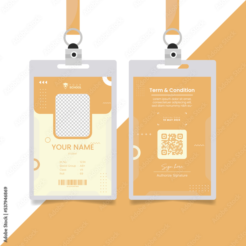 Student id card. University, school, college identity card Vector ...