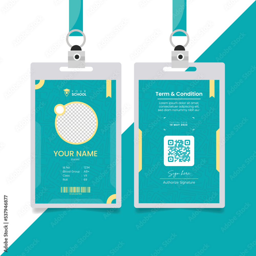 Student id card. University, school, college identity card Vector ...