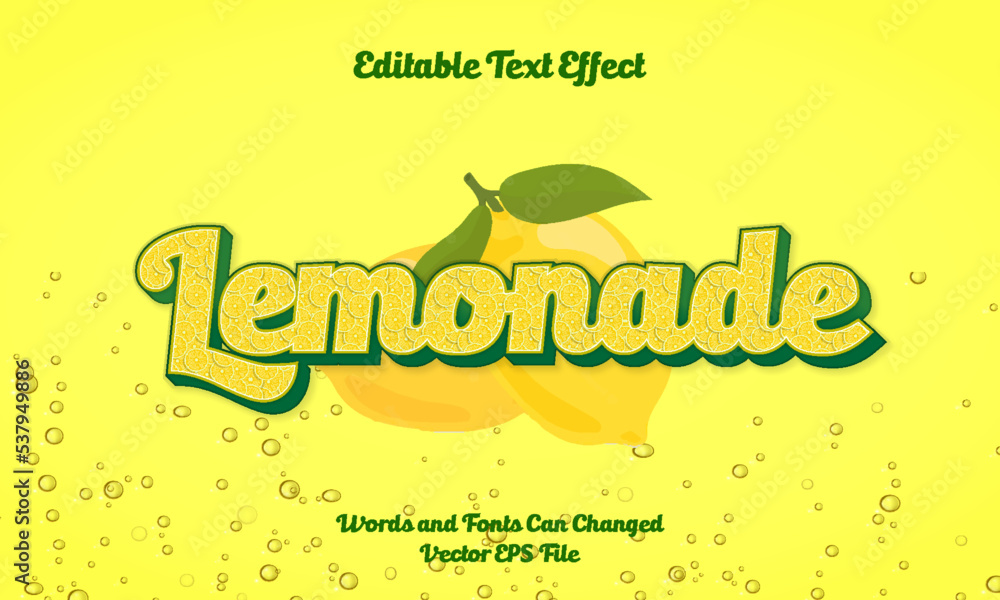 Lemonade 3d text effect. Stock Vector | Adobe Stock