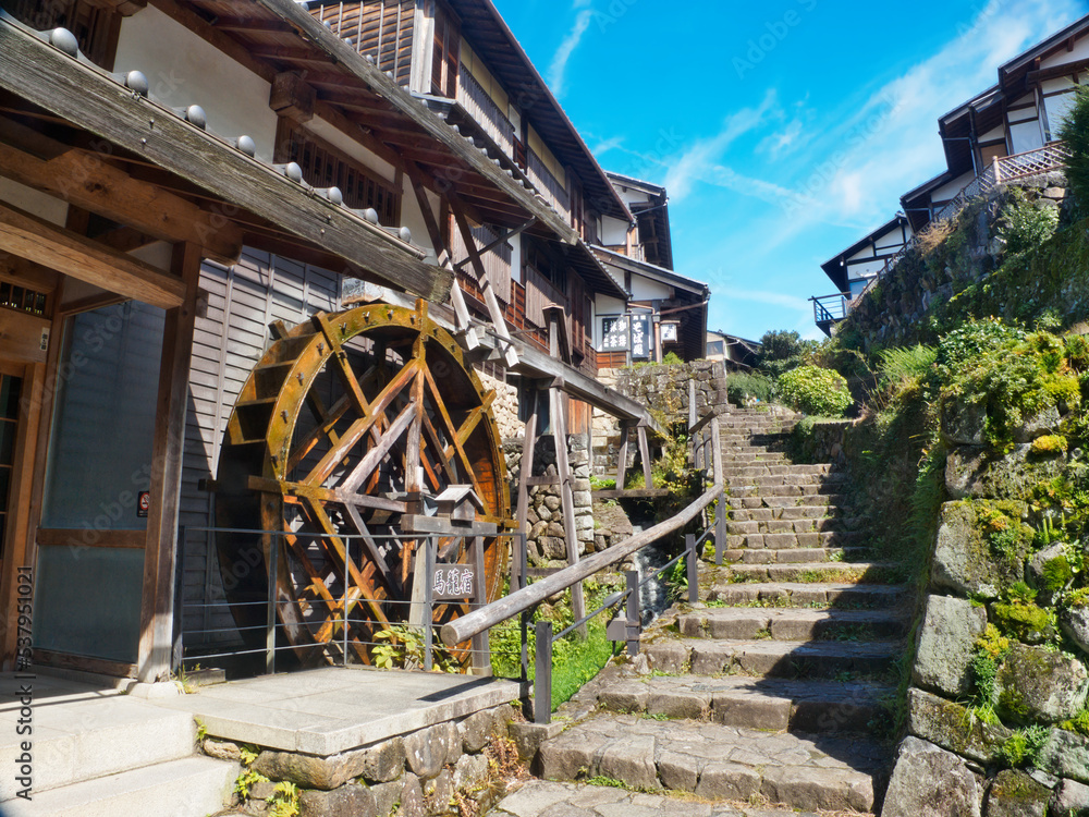 Magome,post town in Japan.Magomejuku of Nakasendo(ancient post road) in ...
