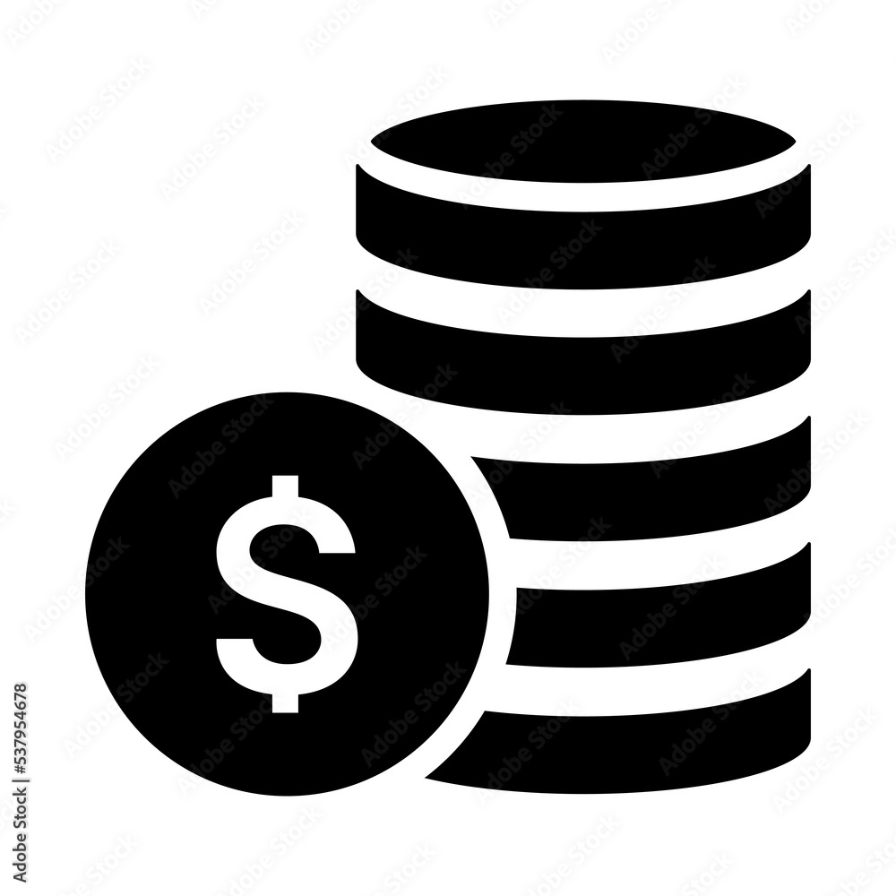 Coins stack icon symbol signs for apps and websites with transparent ...
