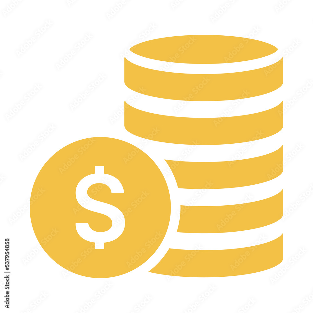 Coins stack icon symbol signs for apps and websites with transparent ...
