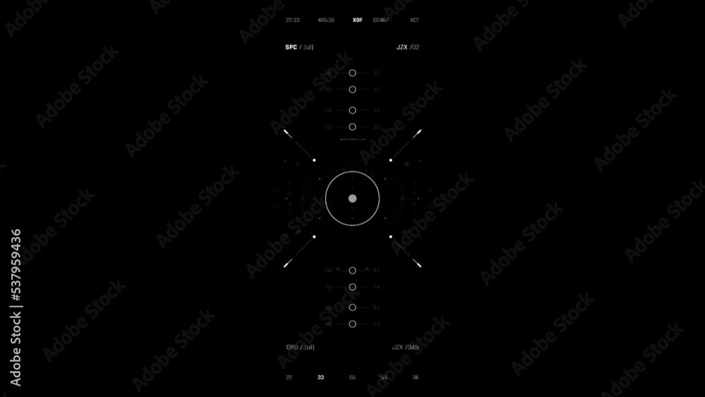 Digital animation of a targeting system crosshair in outer space with black background animation ...