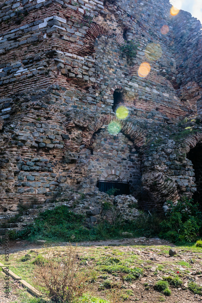 Interior stone and brick wall of castle ruins Stock Photo | Adobe Stock