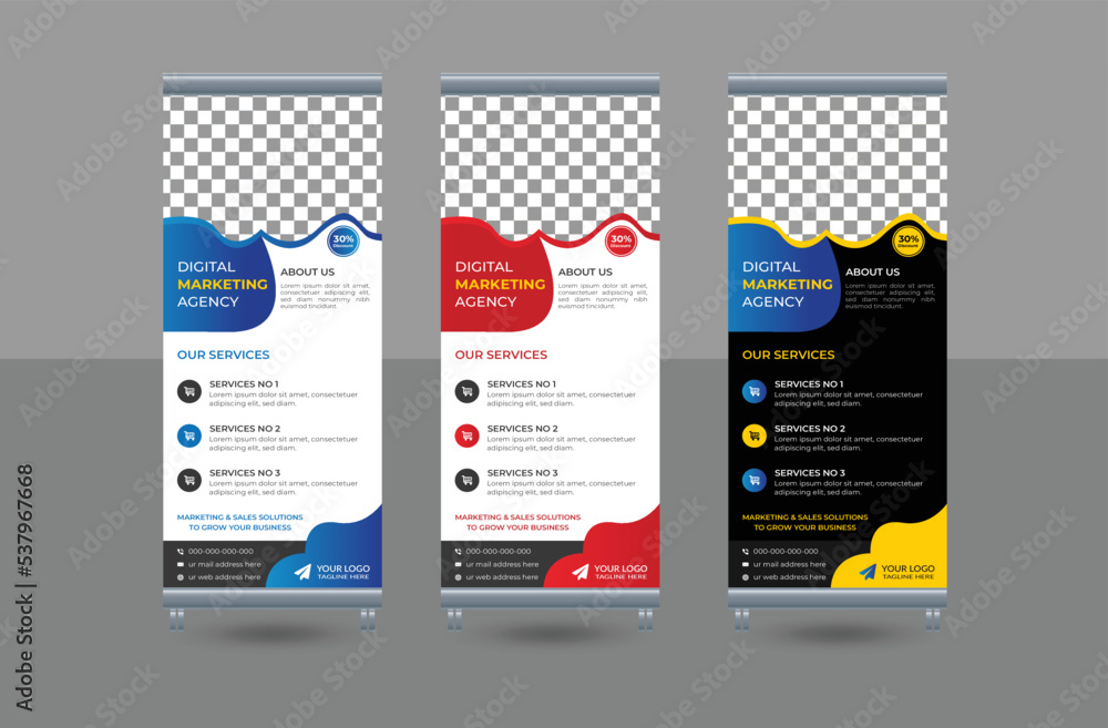 Digital marketing roll-up banner, pull-up, signage stand, standee roll ...